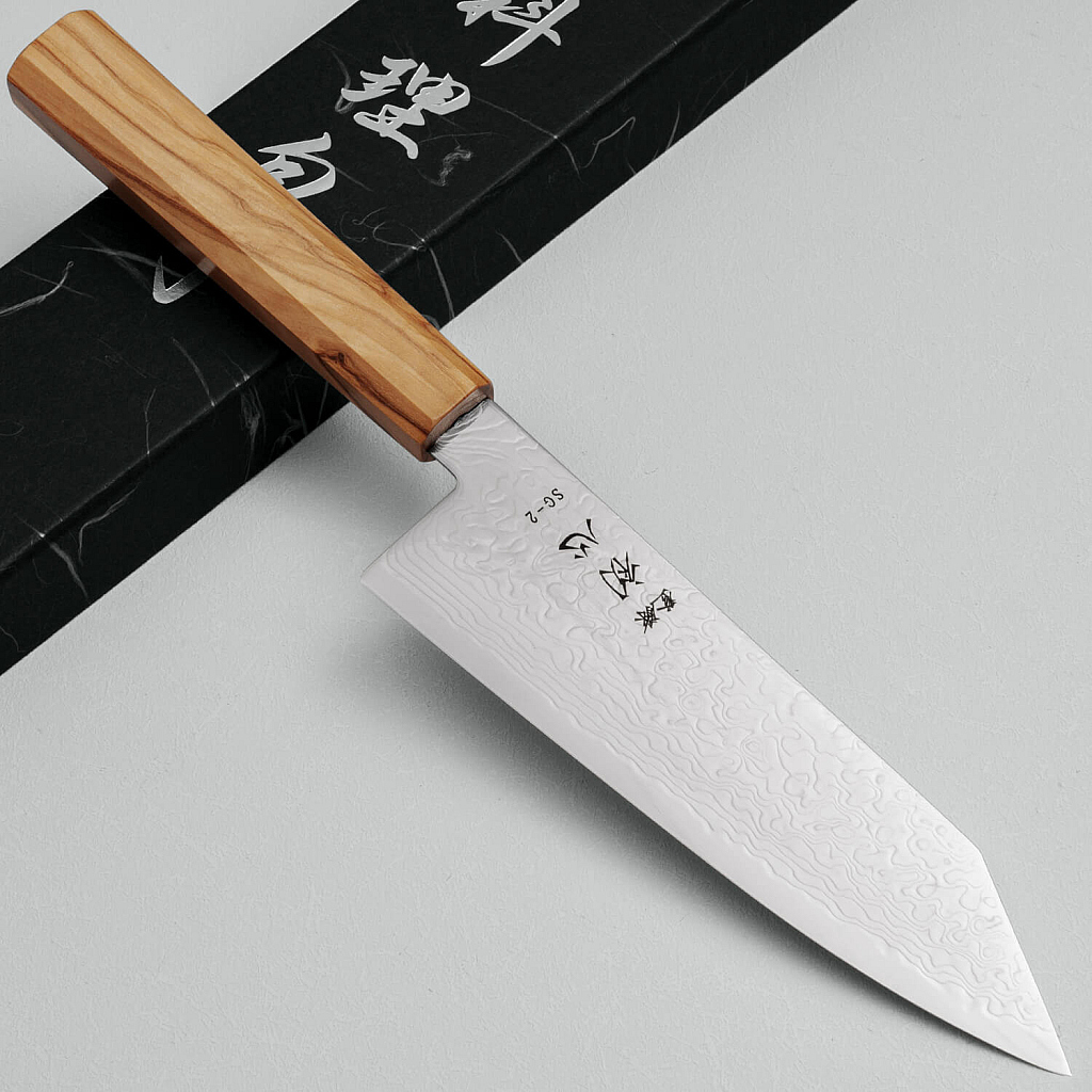 Hatsukokoro Ryuhyo SG2 Damast Olive Bunka 18 cm | Knivesworld.eu