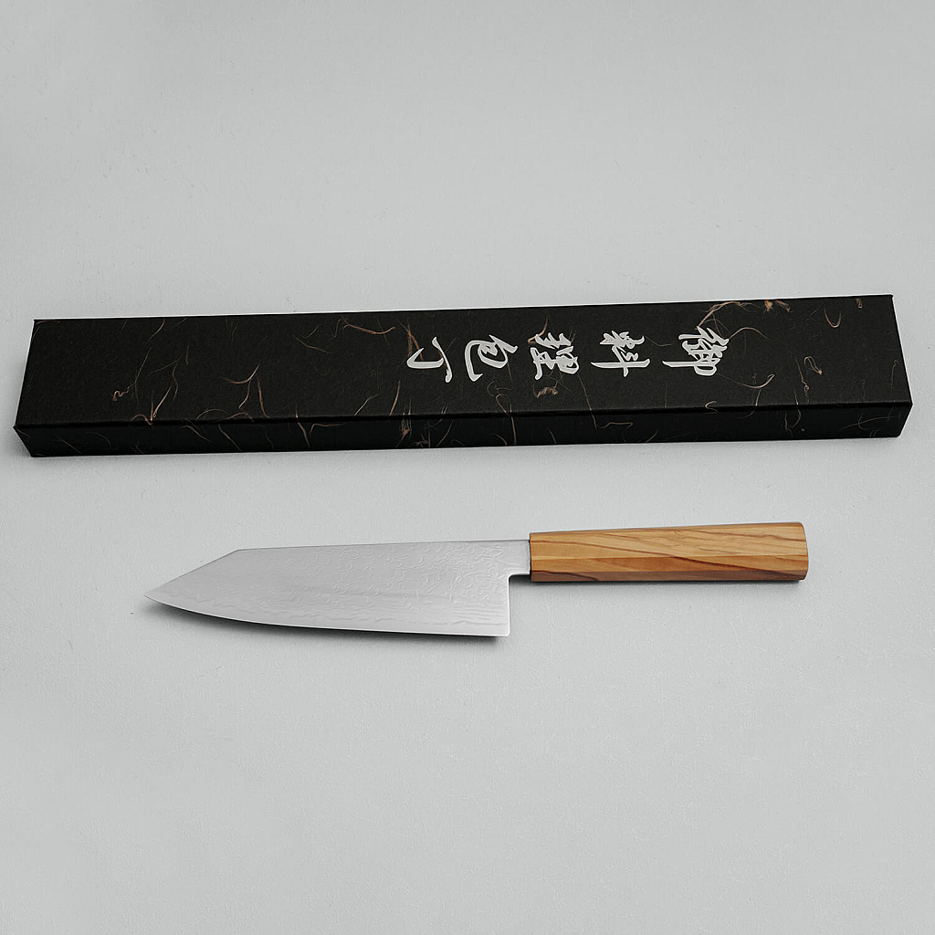 Hatsukokoro Ryuhyo SG2 Damast Olive Bunka 18 cm | Knivesworld.eu
