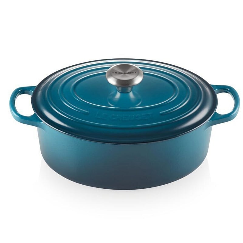 Le Creuset Signature Casserole Oval 31 cm Deep Teal | Knivesworld.eu
