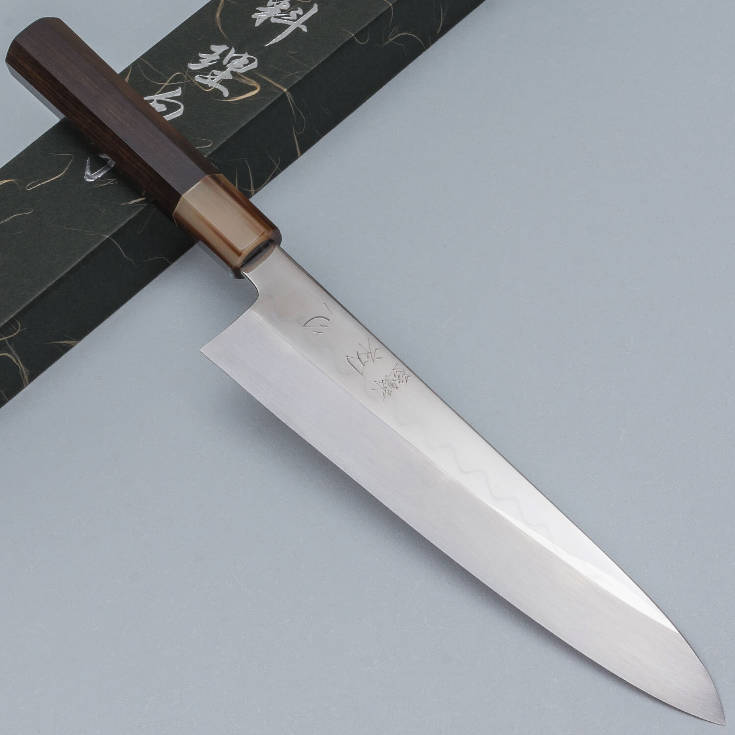 Nakagawa Satoshi Shiro #3 Oil Honyaki Mirror Finished Gyuto 240 - NS-HK-HON-MIR-SH3-24-HO-EB ...
