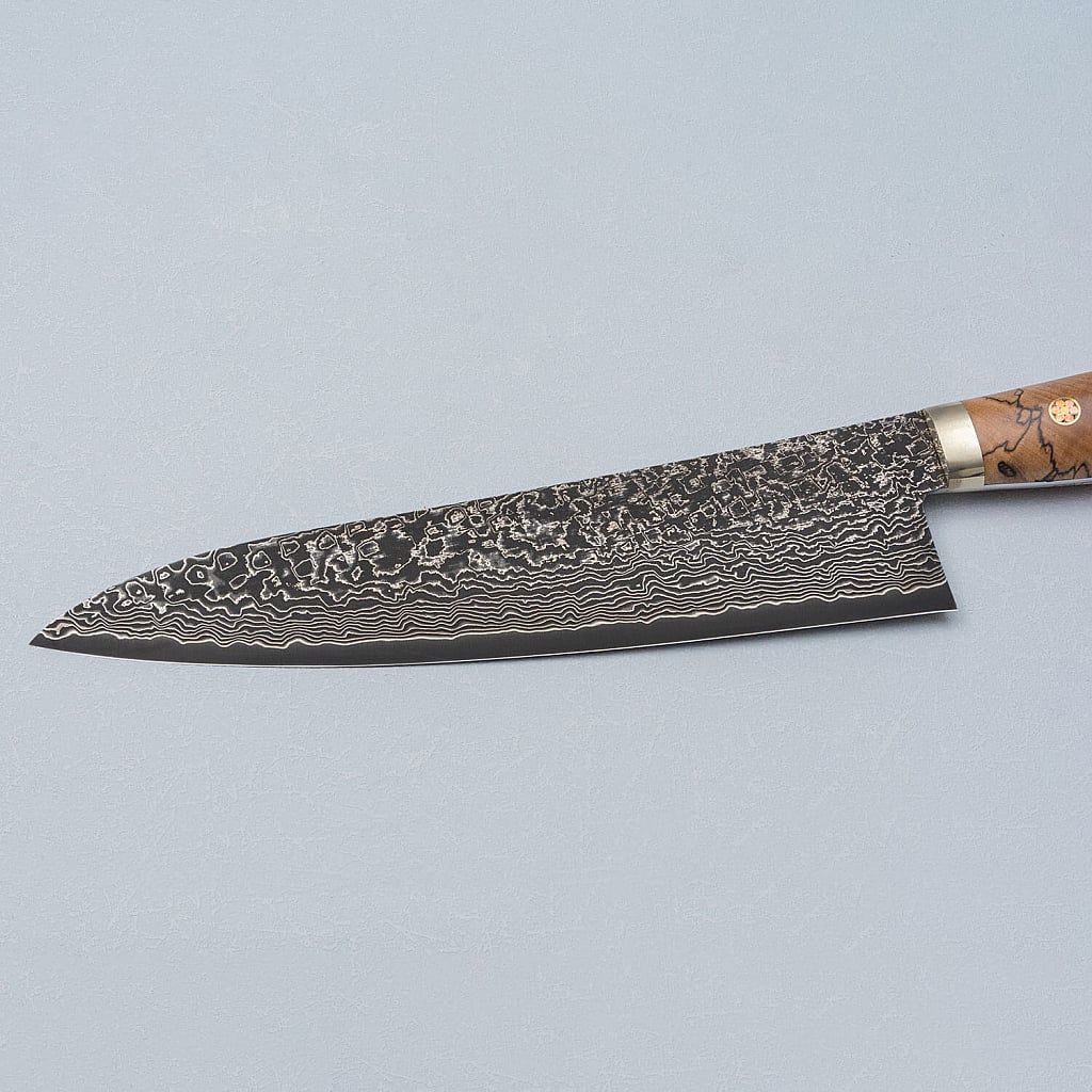 Shigeki Tanaka SG2 Damascus Spalted wood Gyuto 21 cm | Knivesworld.eu